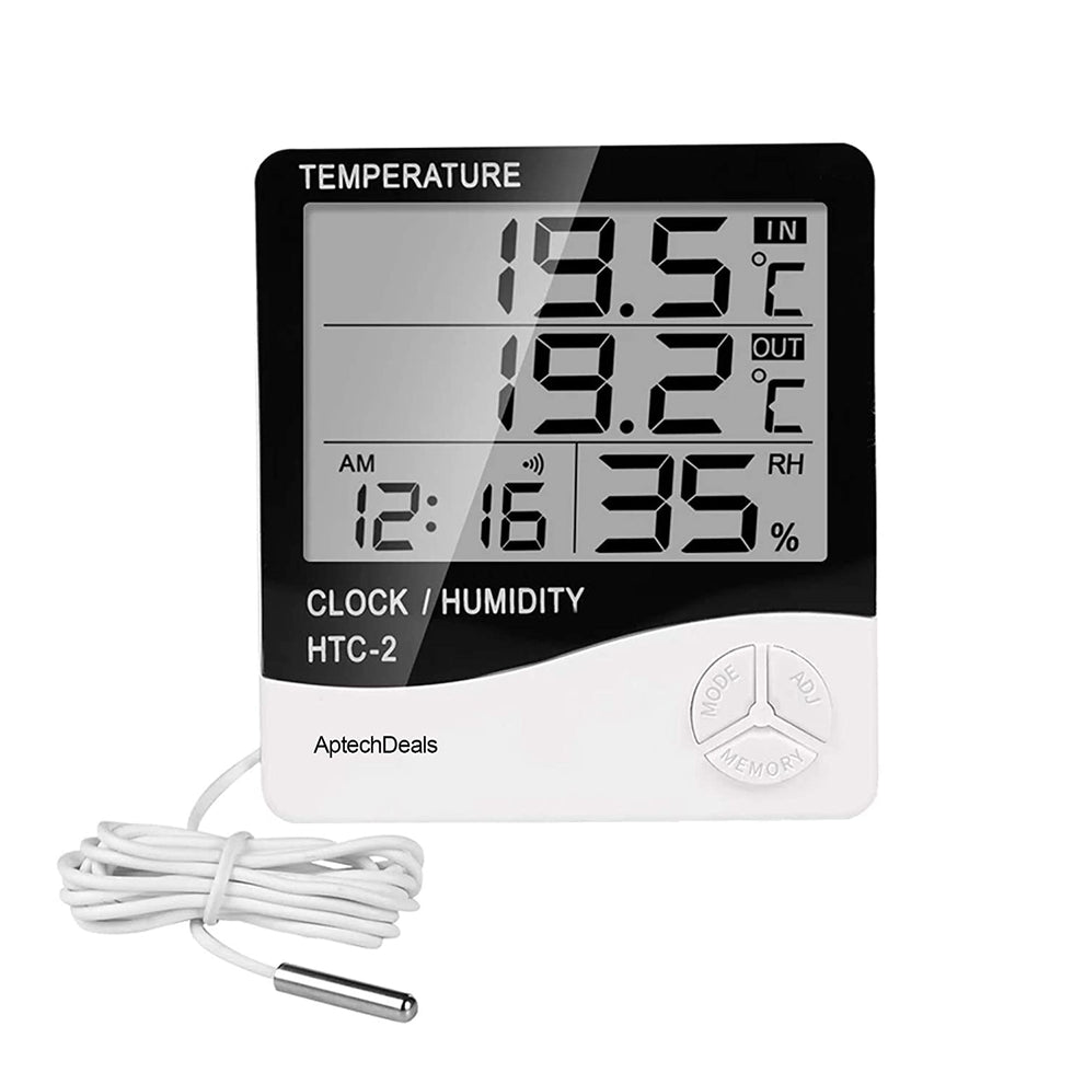 ApTechDeals Digital Hygrometer Thermometer Humidity Meter With Clock L – Themisto.in