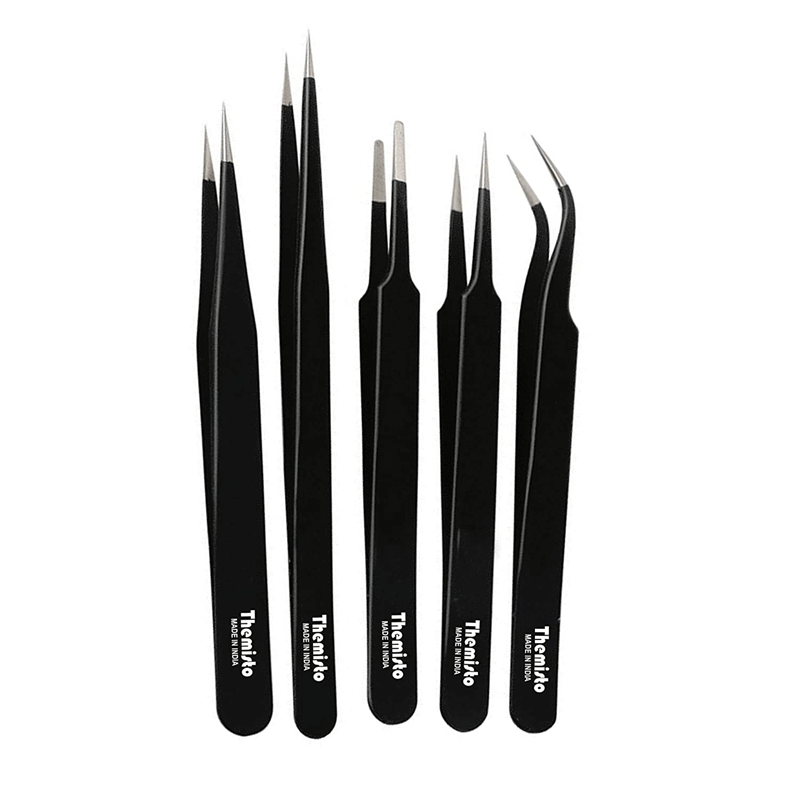 THEMISTO - built with passion 5 in 1 Stainless Steel Tweezer Set (Powd ...